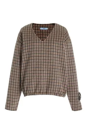 PRADA Oversized Checked Cashgora Sweater