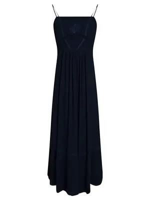 Ba&sh Michele Embroidered Georgette Midi Dress - Midnight Blue