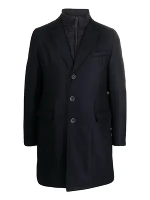 Herno Hybrid High-neck Single-breasted Coat - Blue