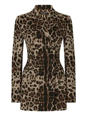 Dolce & Gabbana Leopard-print Double-breasted Blazer - Neutrals