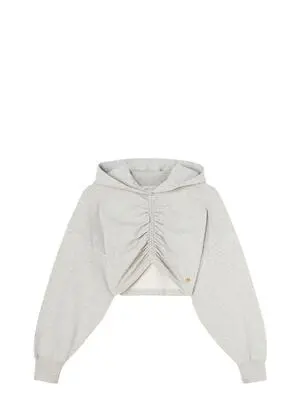 Palm Angels Ruched Detail Cropped Hoodie - Grey