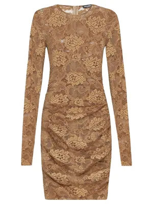 Dolce & Gabbana Floral-lace Minidress - Brown