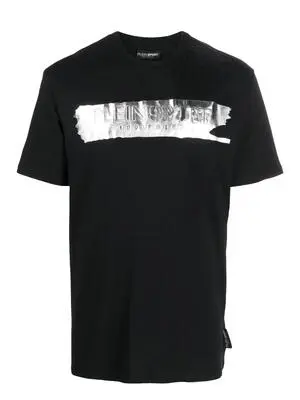 PLEIN SPORT Ss Silver Brush Cotton T-shirt - Black