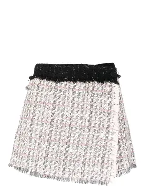 MSGM Wrap-front Tweed Skorts - Grey