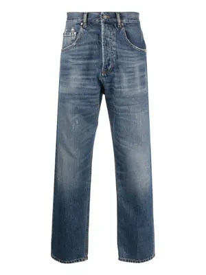 LARDINI Distressed Straight-leg Jeans - Blue