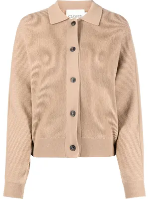 CLOSED Closed Rib-Knit Polo-Collar Cardigan