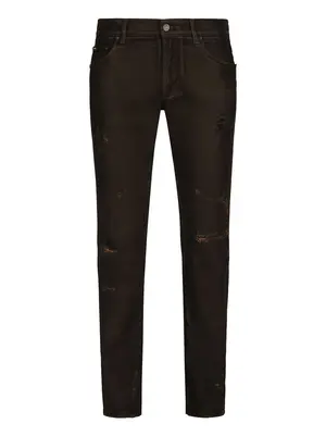 Dolce & Gabbana Ripped Detailing Slim-fit Jeans - Black