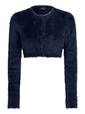 Etro Brushed-knit Cropped Cardigan - Blue