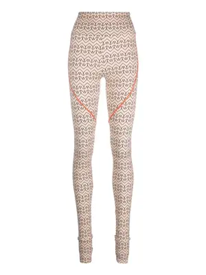 Patrizia Pepe Monogram-print Leggings - Neutrals