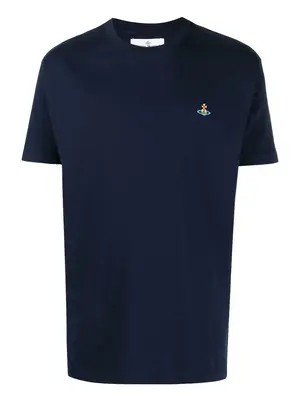 VIVIENNE WESTWOOD Orb-embroidered Cotton T-shirt - Blue