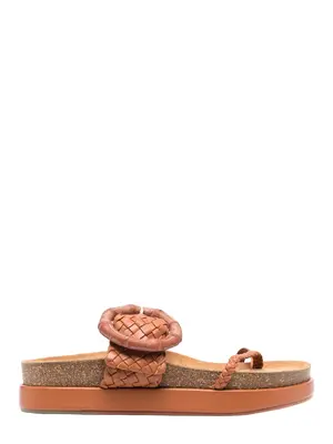 Johanna Ortiz Broadwalk Romance Leather Slides - Brown