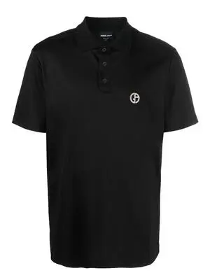 Giorgio Armani Logo-embroidered Cotton Polo Shirt - Black