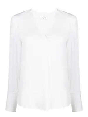 DONDUP Logo Plaque V-neck Blouse - White