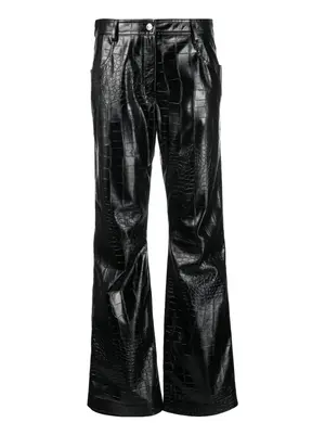 MSGM Embossed Crocodile Straight-leg Trousers - Black