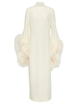 TALLER MARMO Del Rio Feather-trimmed Midi Dress - White