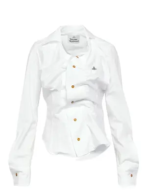 VIVIENNE WESTWOOD Drunken Gathered Cotton Poplin Shirt - White