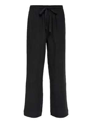 Commas Wide-leg Linen Pants - Black
