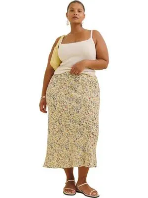 REFORMATION Layla Silk Skirt ES Yellow