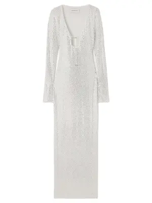 16Arlington Crystal-embellished Mesh Maxi Dress - White