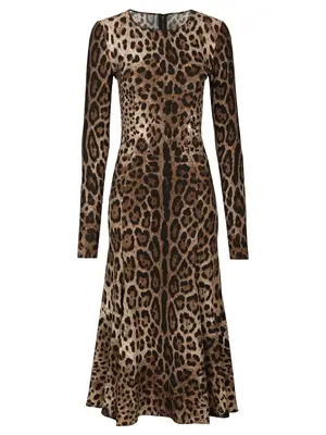Dolce & Gabbana Leopard-print Midi Dress - Brown