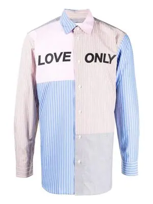 PORTS V Slogan-print Patchwork Cotton Shirt - Multicolour
