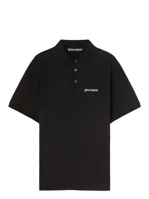 Palm Angels Logo-embroidered Cotton Polo Shirt - Black
