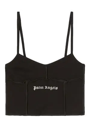 Palm Angels Logo-print Crop Top - Black