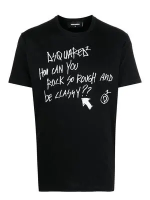 Dsquared2 Slogan-print Cotton T-shirt - Black