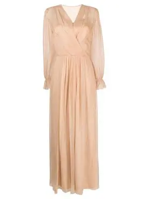 Alberta Ferretti Pleated Silk-chiffon Dress - Pink