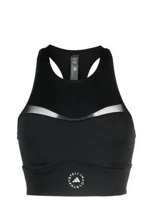 Adidas By Stella McCartney Training Logo-print Cropped Top - Black