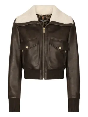 Dolce & Gabbana Shearling-collar Bomber Jacket - Brown