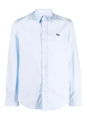 DIESEL® Logo-patch Long-sleeve Shirt - Blue