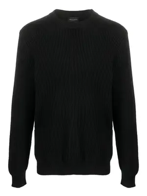 ROBERTO COLLINA Crew-neck Ribbed-knit Jumper - Black