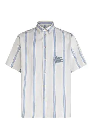 Etro Pegaso Logo-embroidered Cotton Shirt - White