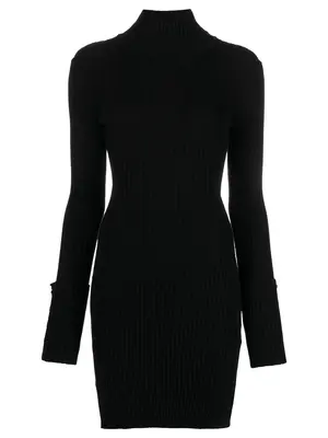 PACO RABANNE Rabanne High-Neck Ribbed-Knit Minidress