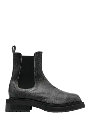 Eckhaus Latta Cracked-effect Leather Chelsea Boots - Black