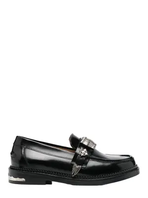 Toga Buckle-detail Leather Loafers - Black