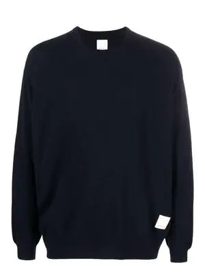Emporio Armani Logo-patch Fine-knit Jumper - Blue