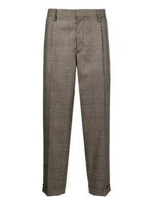 Kolor Plaid Tailored Trousers - Brown