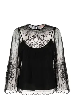 TWINSET Layered Lace Blouse - Black