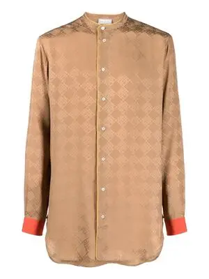PIERRE-LOUIS MASCIA Monogram Silk Shirt - Neutrals