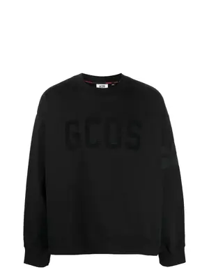 Gcds Flocked-logo Cotton Sweatshirt - Black