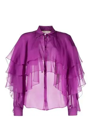 Roberto Cavalli Layered Draped Shirt - Purple