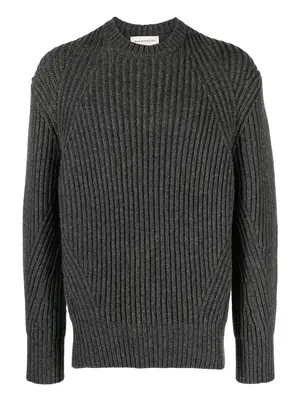 Alexander McQueen Ribbed-knit Wool Jumper - Grey
