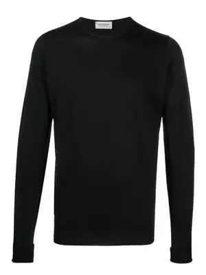 John Smedley Plain Crew-neck Jumper - Black