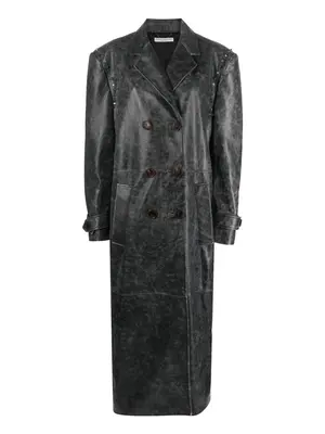 Alessandra Rich Studded Leather Coat - Grey