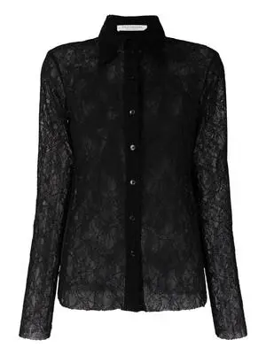 Philosophy Di Lorenzo Serafini Semi-sheer Lace Shirt - Black