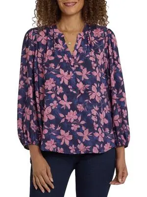 NYDJ Print Puff-sleeve Blouse - Felicita