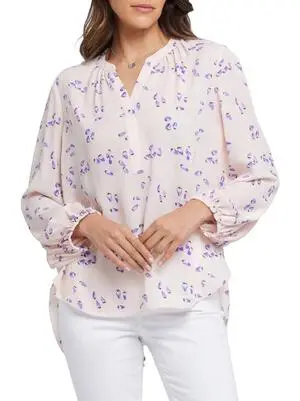 NYDJ Print Puff-sleeve Blouse - Serra De Mar