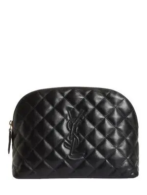 Saint Laurent Diamond Quilted Leather Pouch - Nero